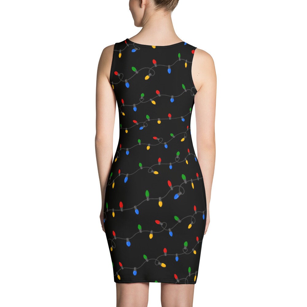 Christmas Lights Dress Christmas Outfit Cute Xmas Party Black Dress ...