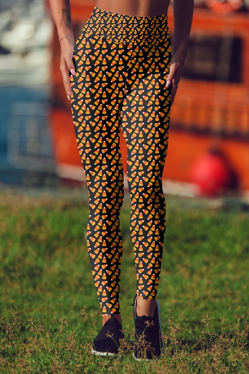 Candy Corn Leggings Halloween Leggings Cute Candy Corn - Etsy