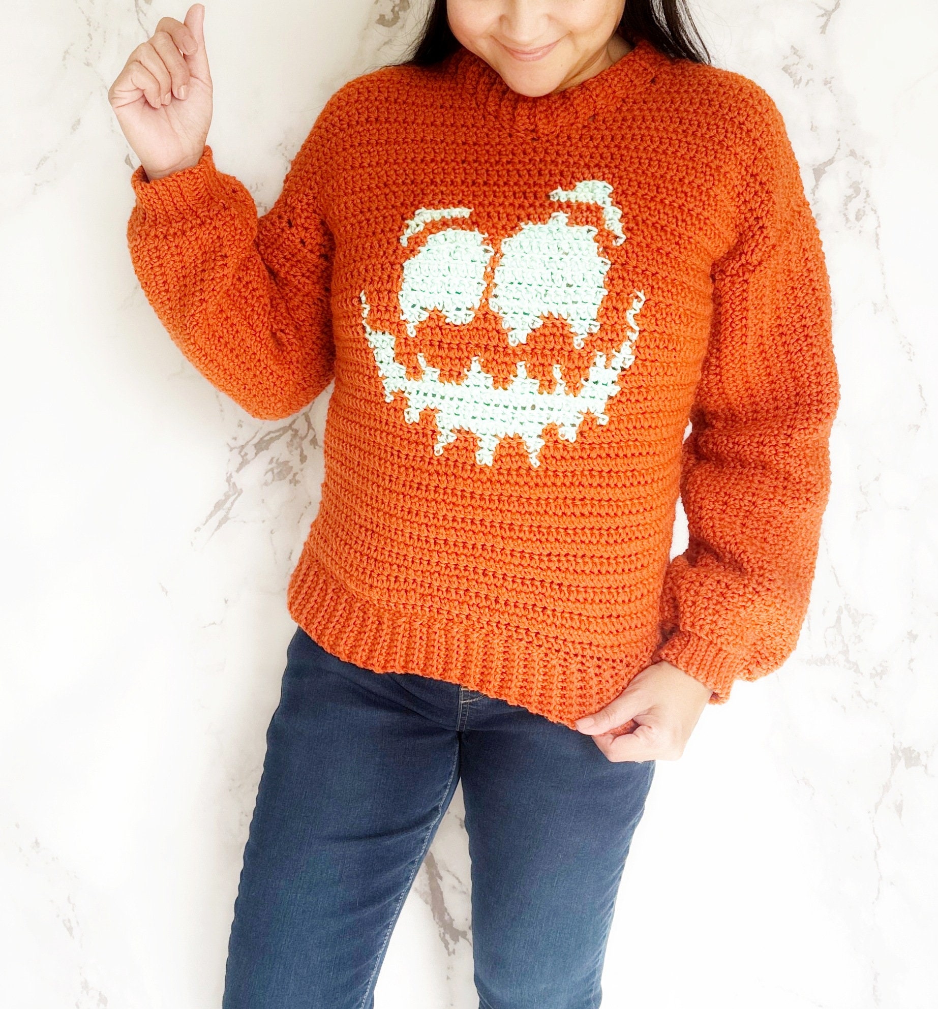 Crochet Pumpkin Sweater PDF Pattern, Spooky Halloween Pullover, Jumper ...