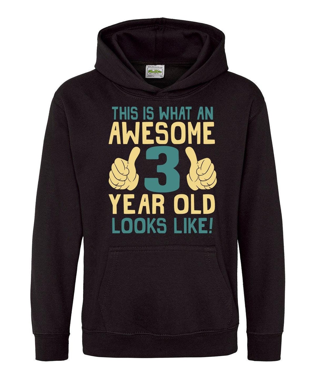 This is What an Awesome 3 Year Old Looks Like Kids Hoodie, Boys or Girls Unisex, 3rd Birthday or ...