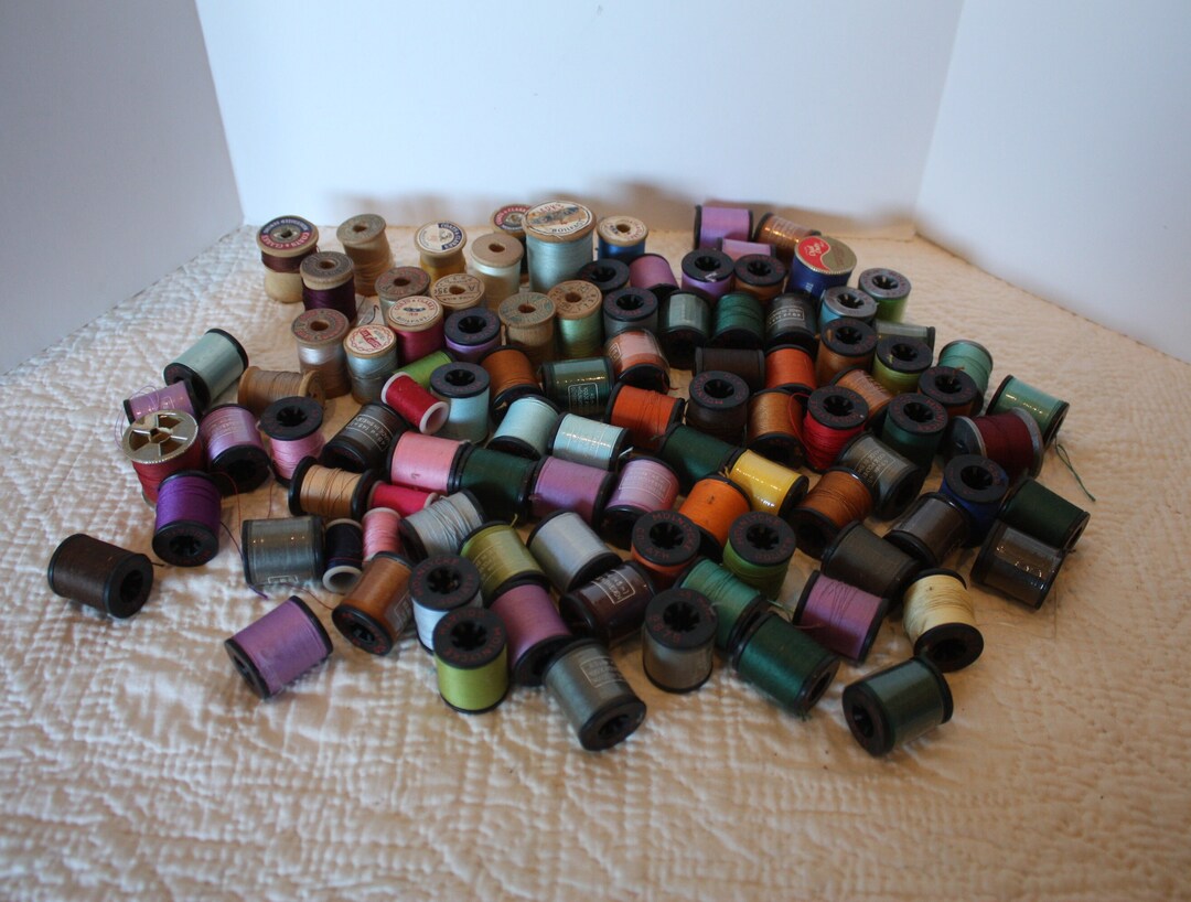 SALE 99 Spools of Thread Various Colors/sizes Wooden and Plastic Spools ...