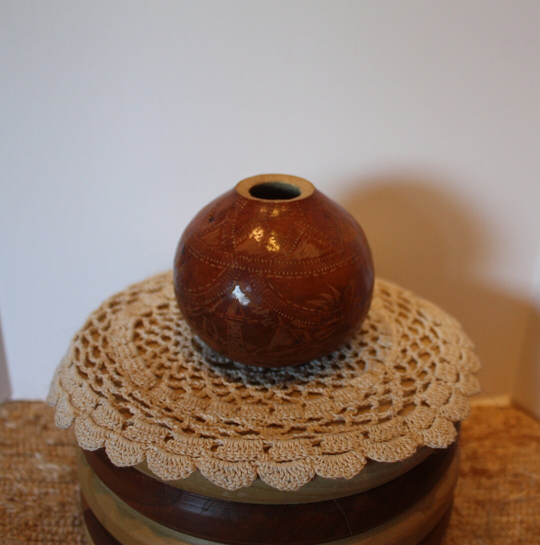 Native Hand Carved Gourd From Montevideo Uruguay - Etsy