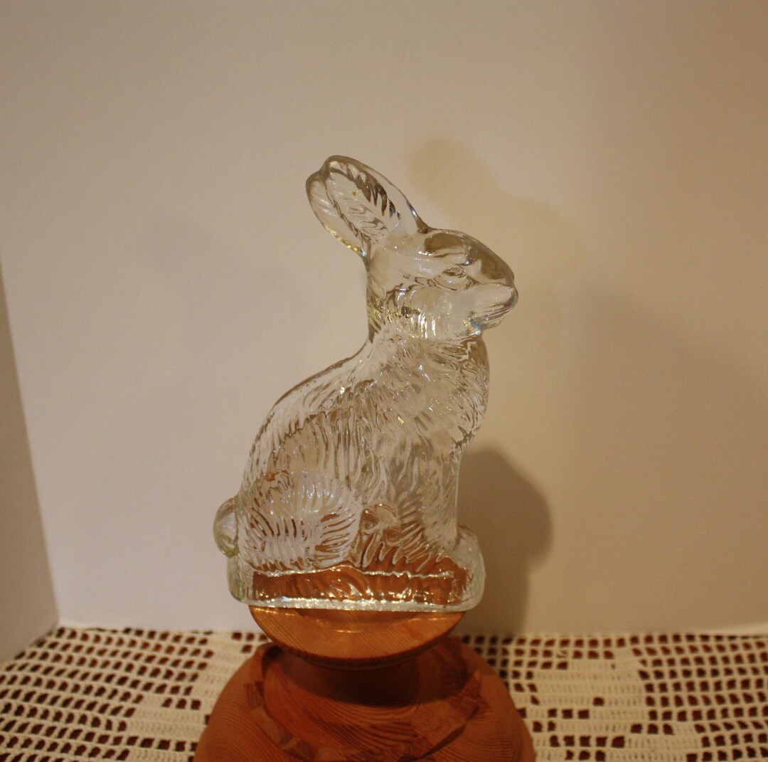 Vintage Glass Rabbit Candy Holder Hollow Base Easter Rabbit Crystal ...