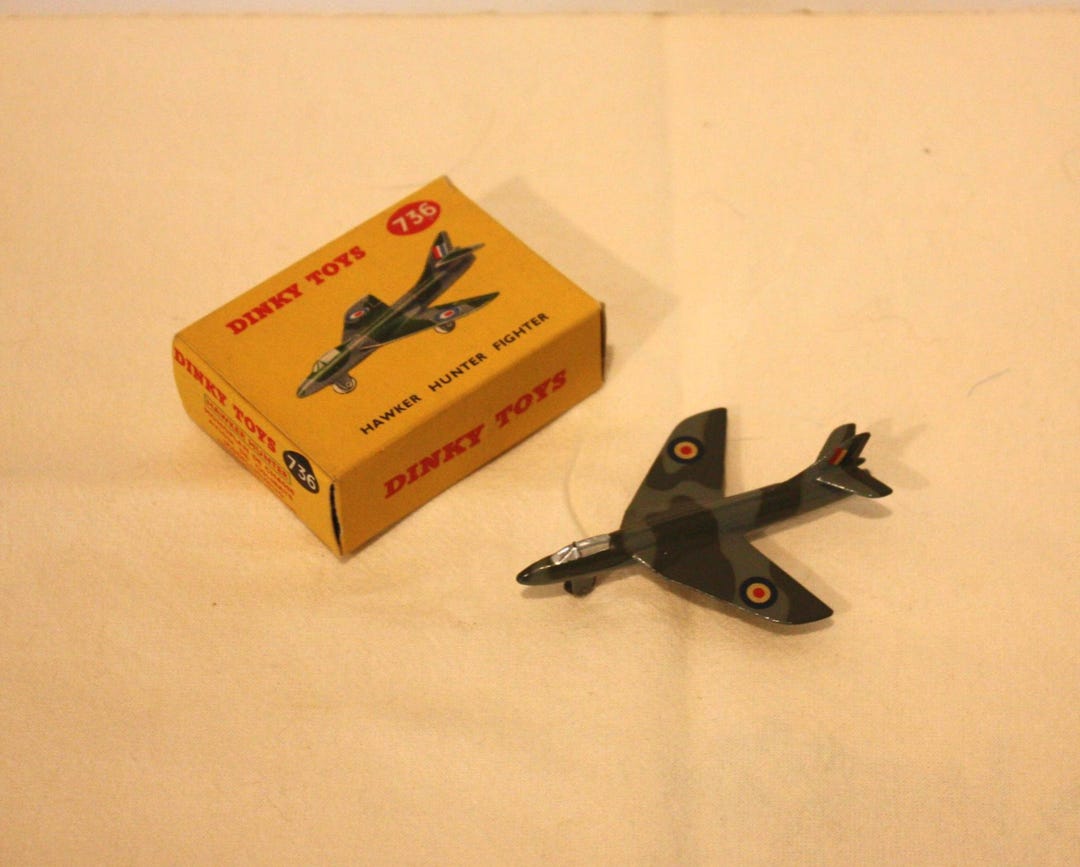 1950's Vintage, Antique Dinky Toys, Meccano Ltd, #736 Hawker Hunter ...