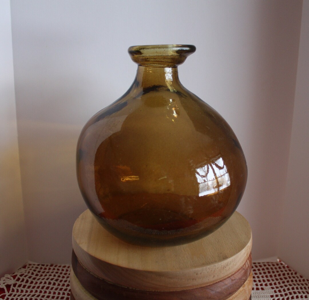 Vintage Amber Glass Table Vase Misshapen Hand Blown No Markings - Etsy