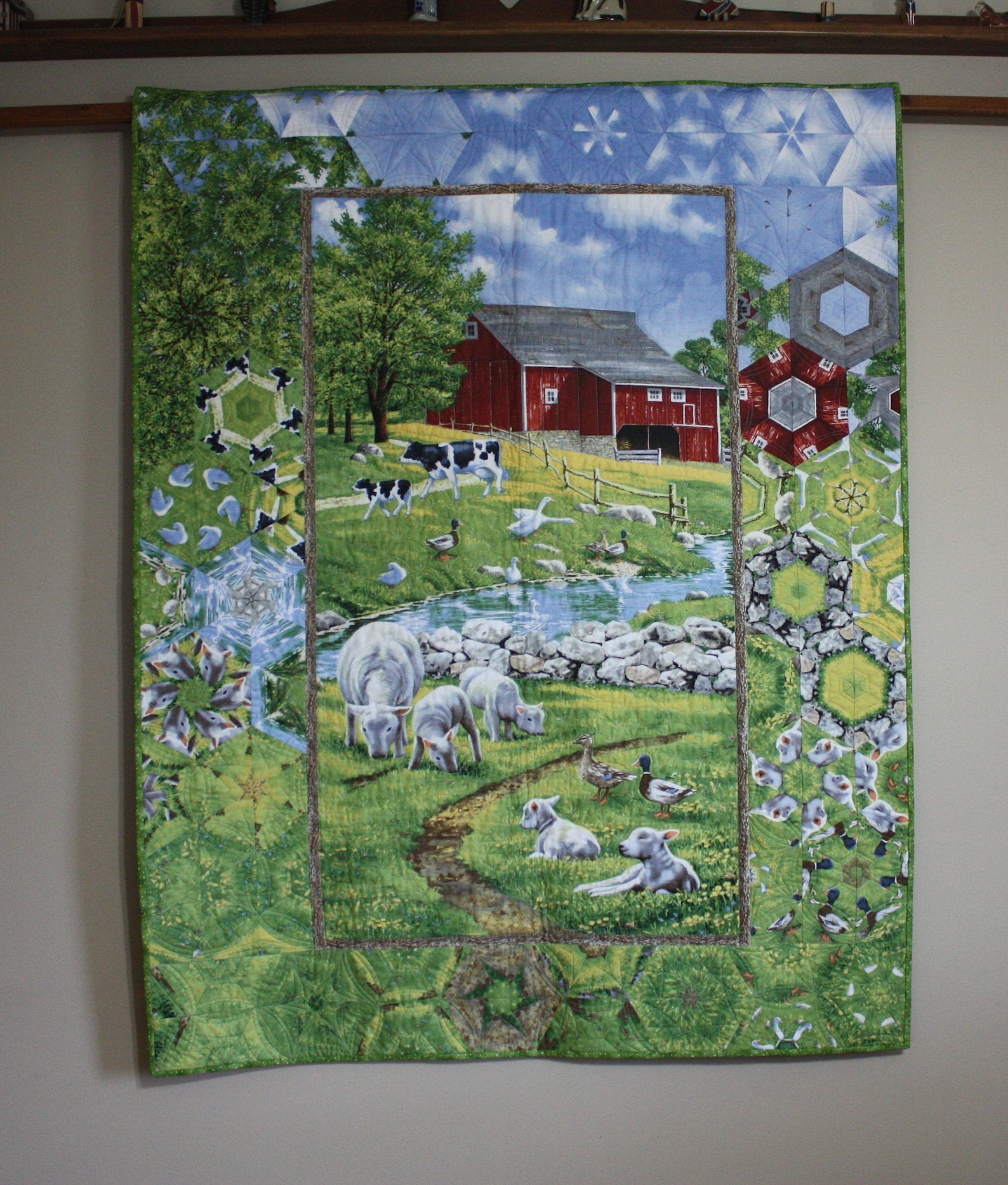 Quilt Handmade New One of a Kind Design Farm Scene Red Barn | Etsy