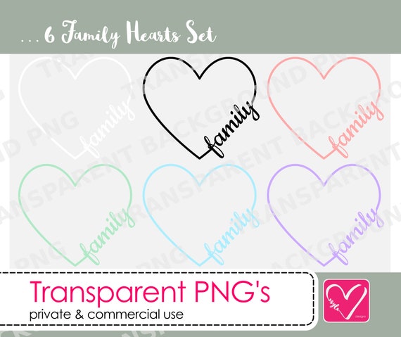 Family Hearts PNG Download File / One Word Heart Symbols Set / - Etsy