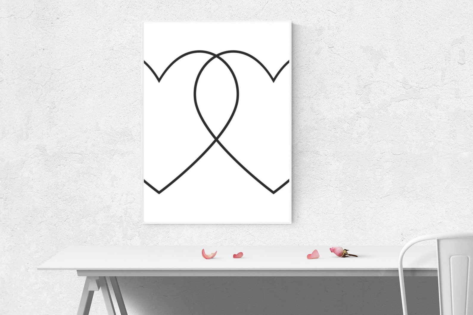 Two Half Hearts Printable Wall Art PDF Minimalistic / 2 Heart - Etsy