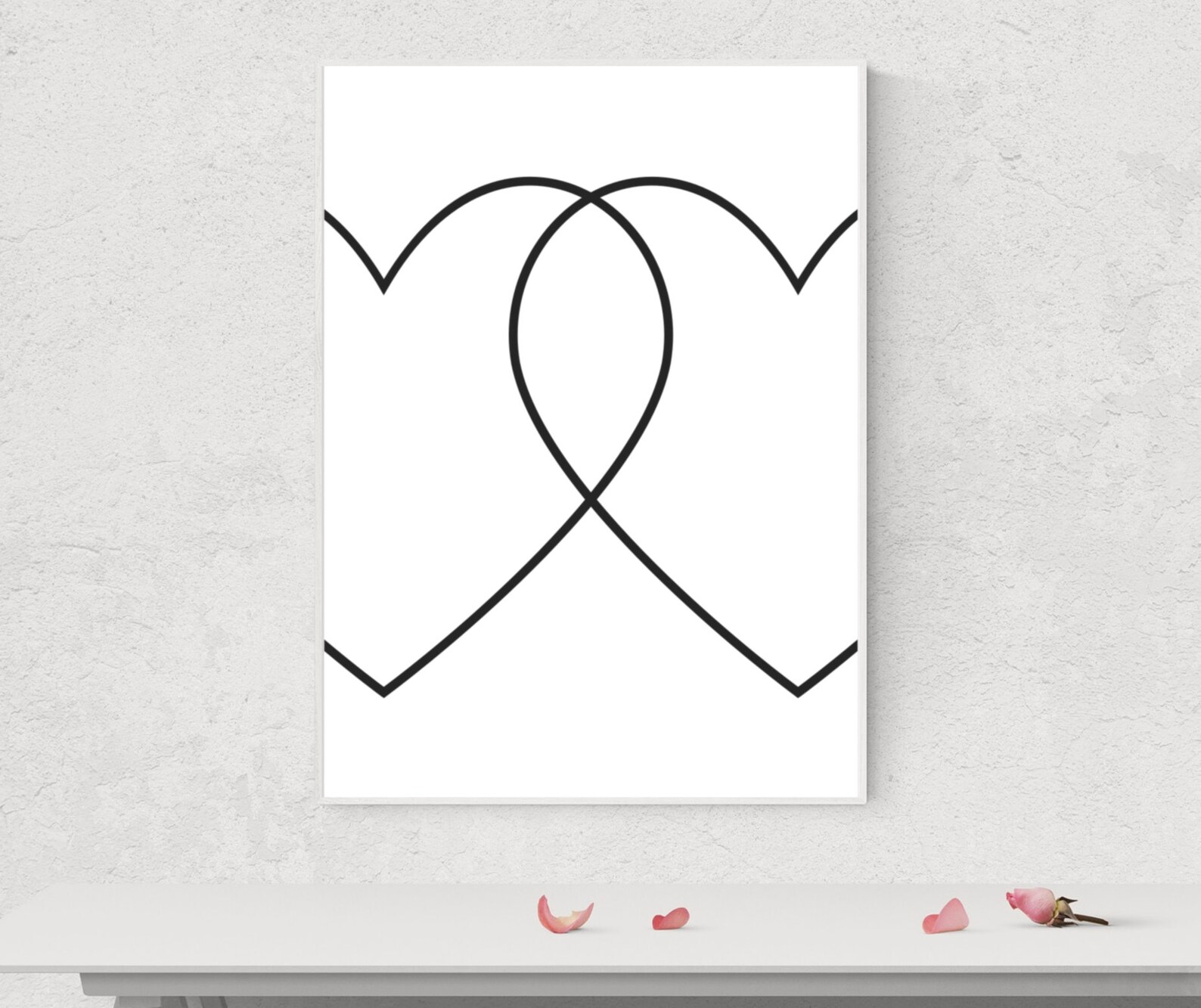 Two Half Hearts Printable Wall Art PDF Minimalistic / 2 Heart - Etsy