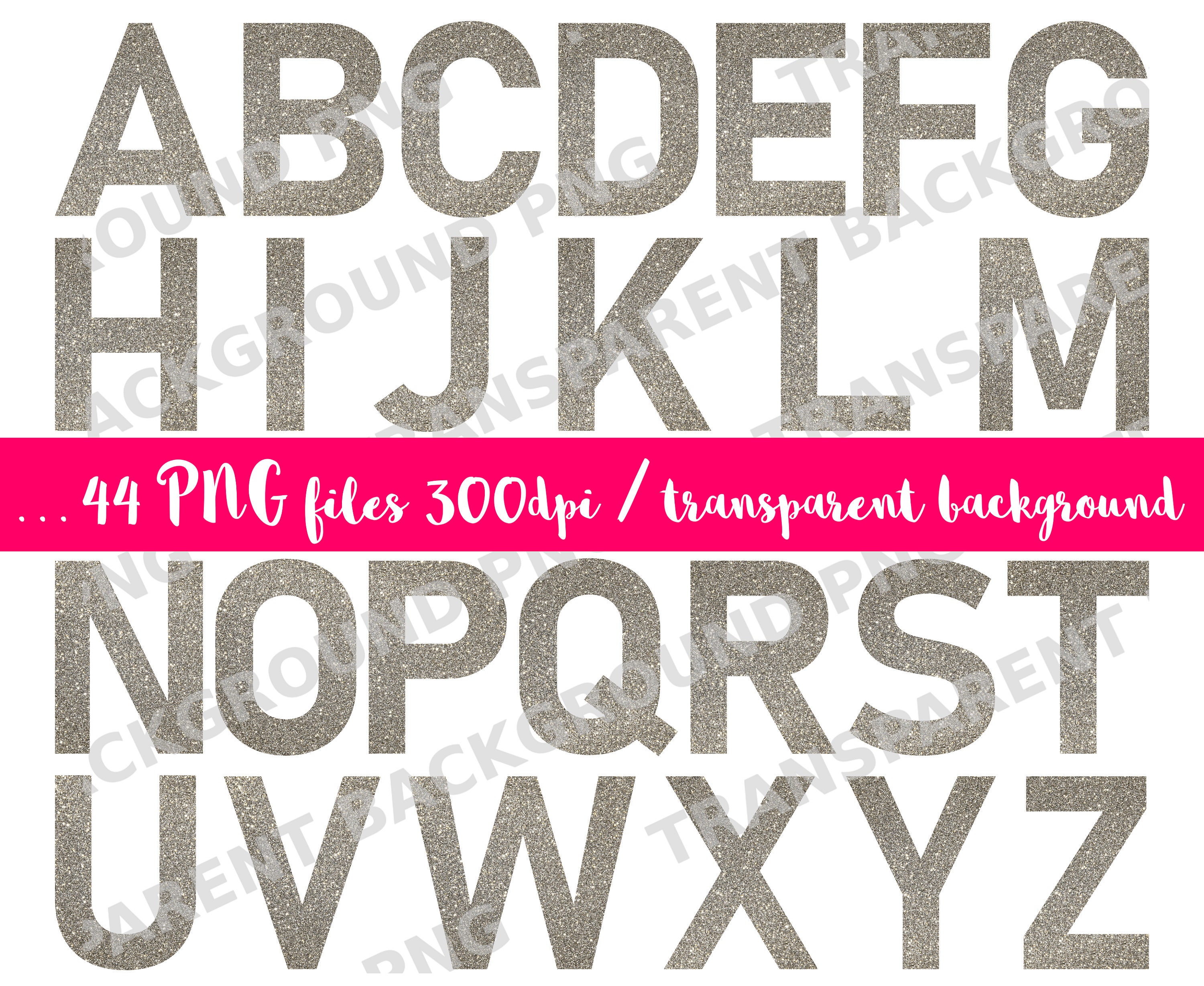 Glitter Letters Clipart Gold Alphabet PNG Files Download Set, Instant ...