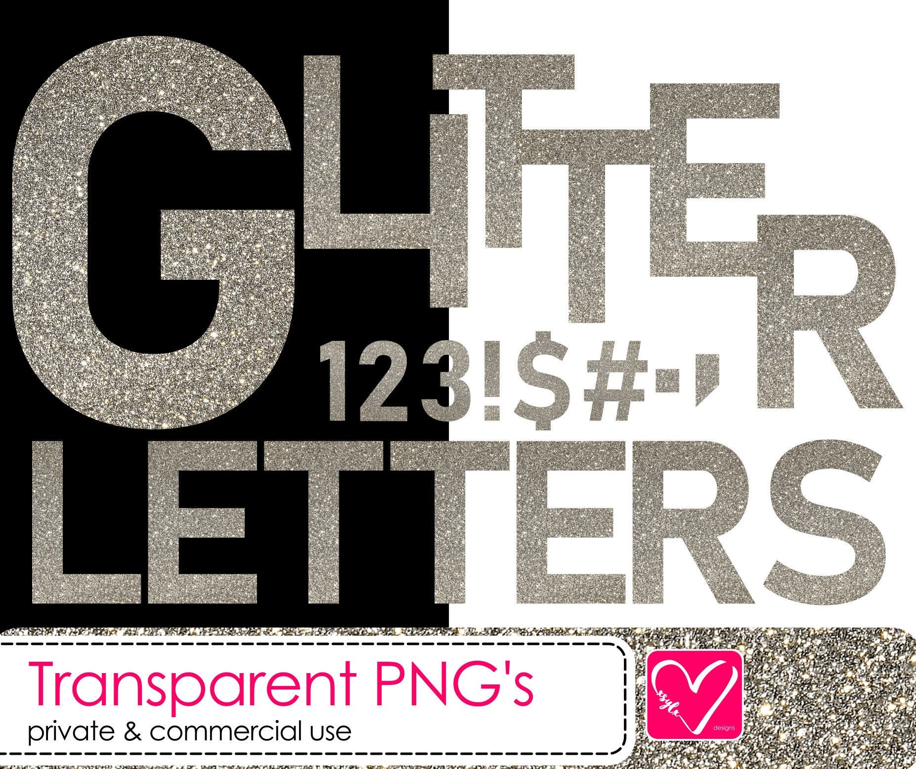 Glitter Letters Clipart Gold Alphabet PNG Files Download Set, Instant ...