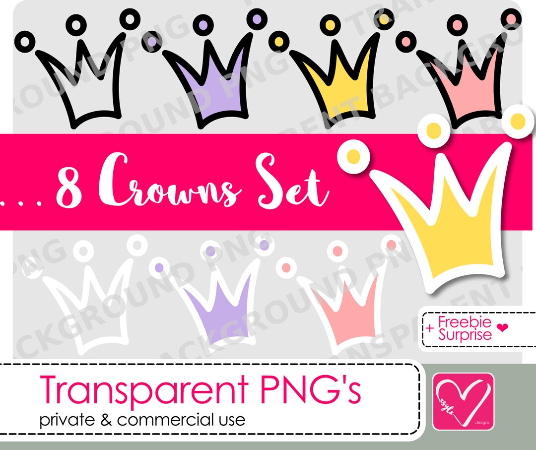 Crown Clipart Princess Crowns PNG Files Download Set Freebie / Instant ...