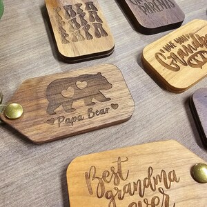 Cherry & Walnut Wood Keychain Picture Holder | Personalized Key Ring ...