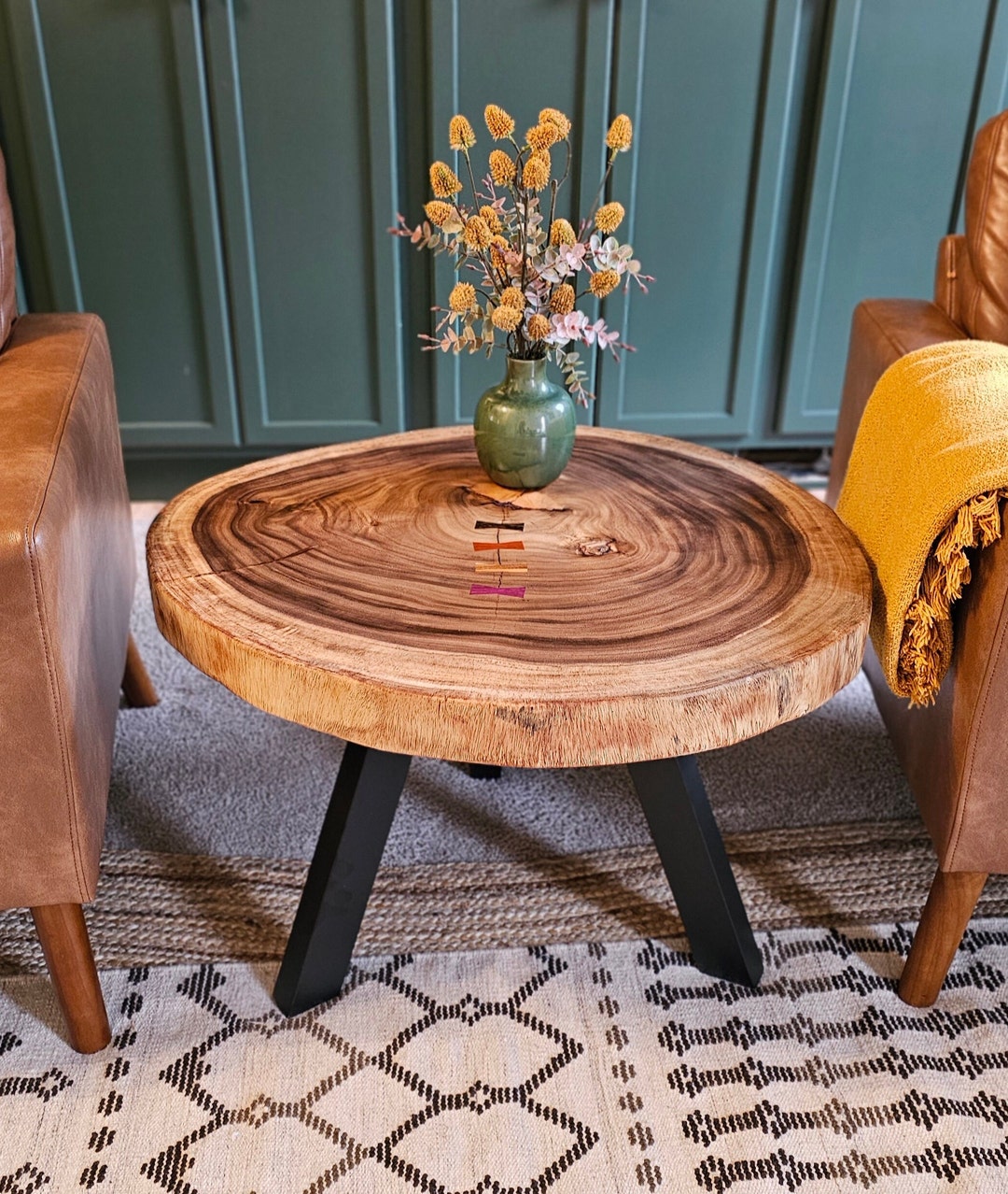 Exotic Guanacaste Wood Coffee Table | Round Slab Table | Live Edge ...