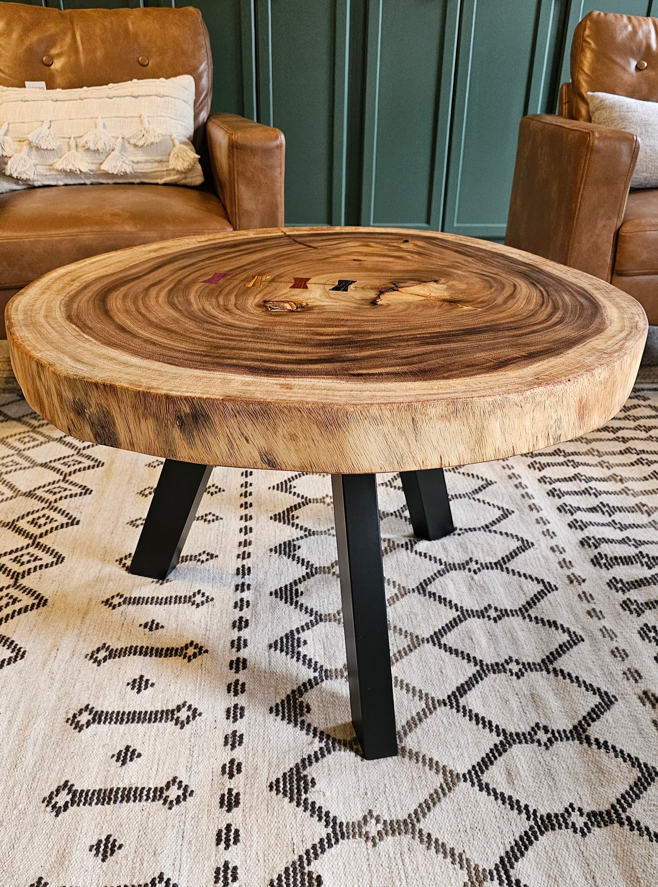 Exotic Guanacaste Wood Coffee Table Round Slab Table Live Edge Coffee ...