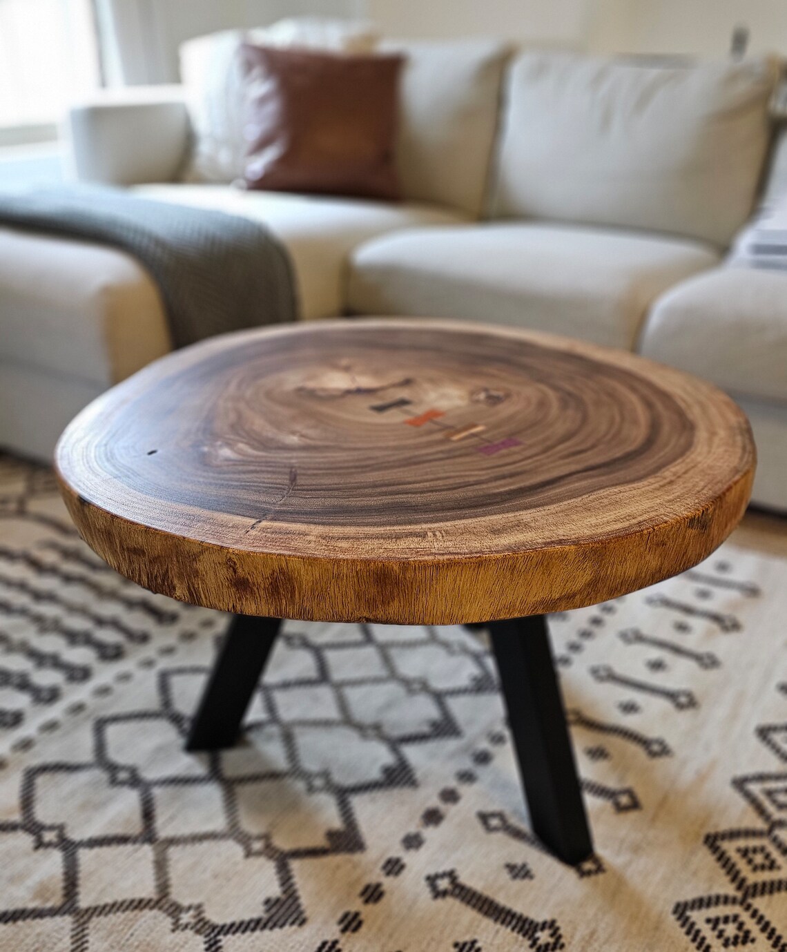 Exotic Guanacaste Wood Coffee Table Round Slab Table Live Edge Coffee ...