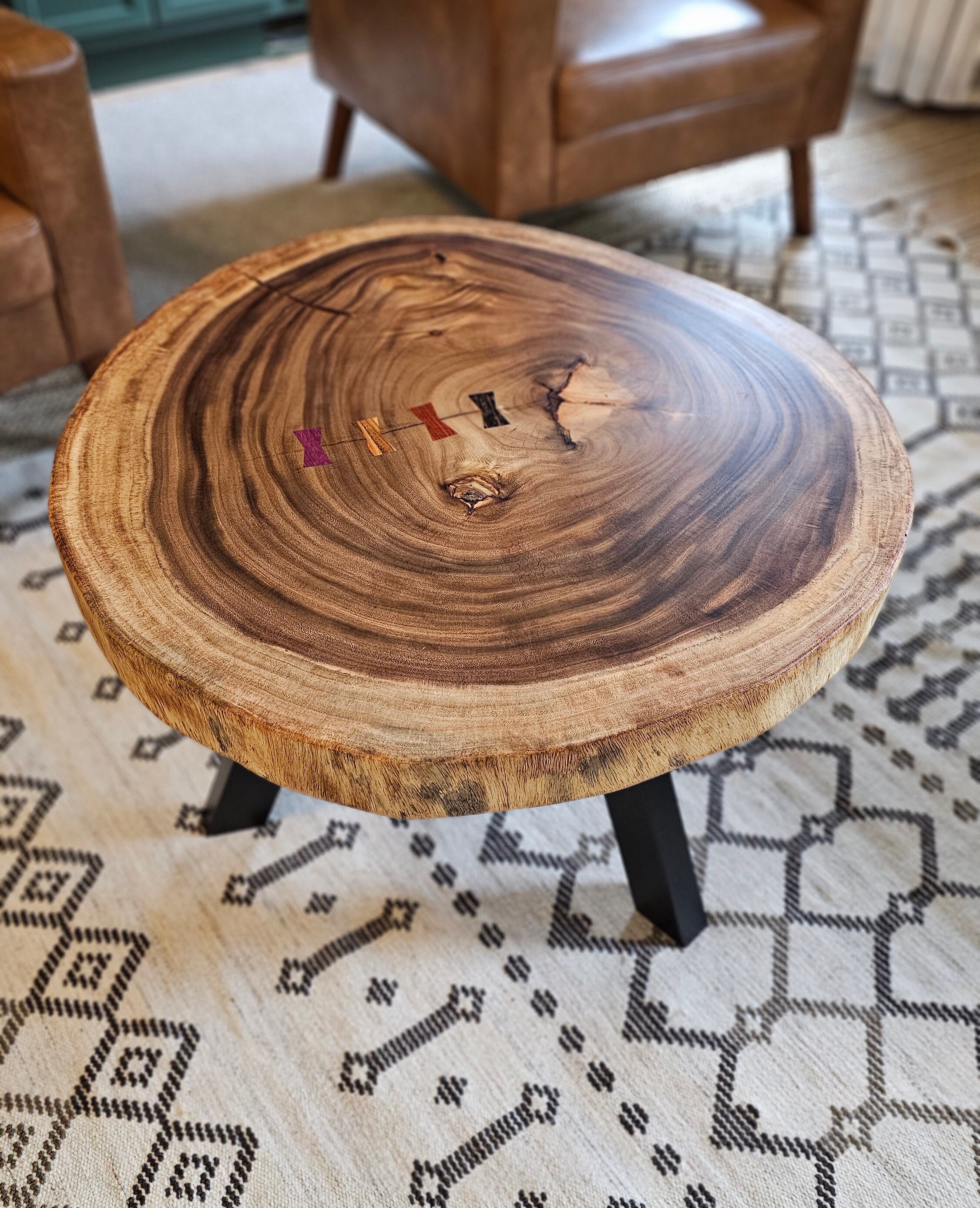 Exotic Guanacaste Wood Coffee Table Round Slab Table Live Edge Coffee ...
