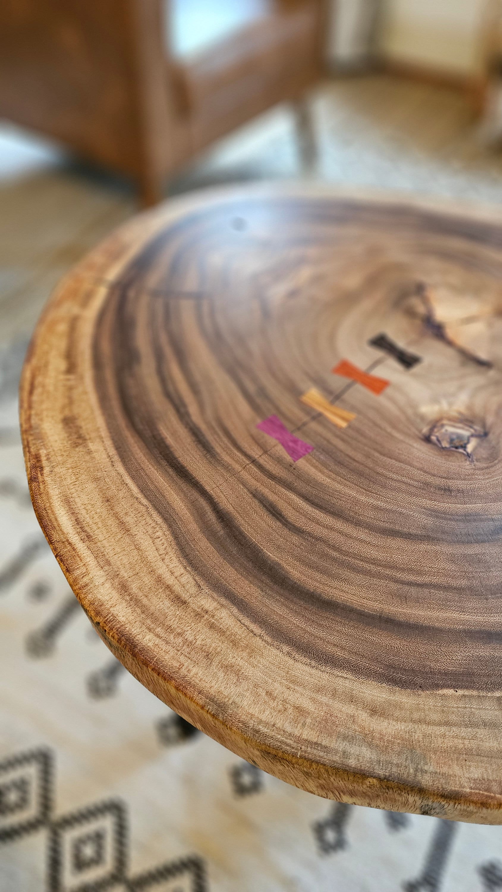 Exotic Guanacaste Wood Coffee Table Round Slab Table Live Edge Coffee ...