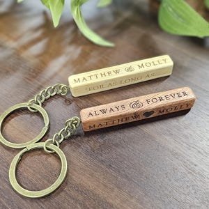 Personalized Wood Keychain With Name and Date | Gifts for Newlyweds ...