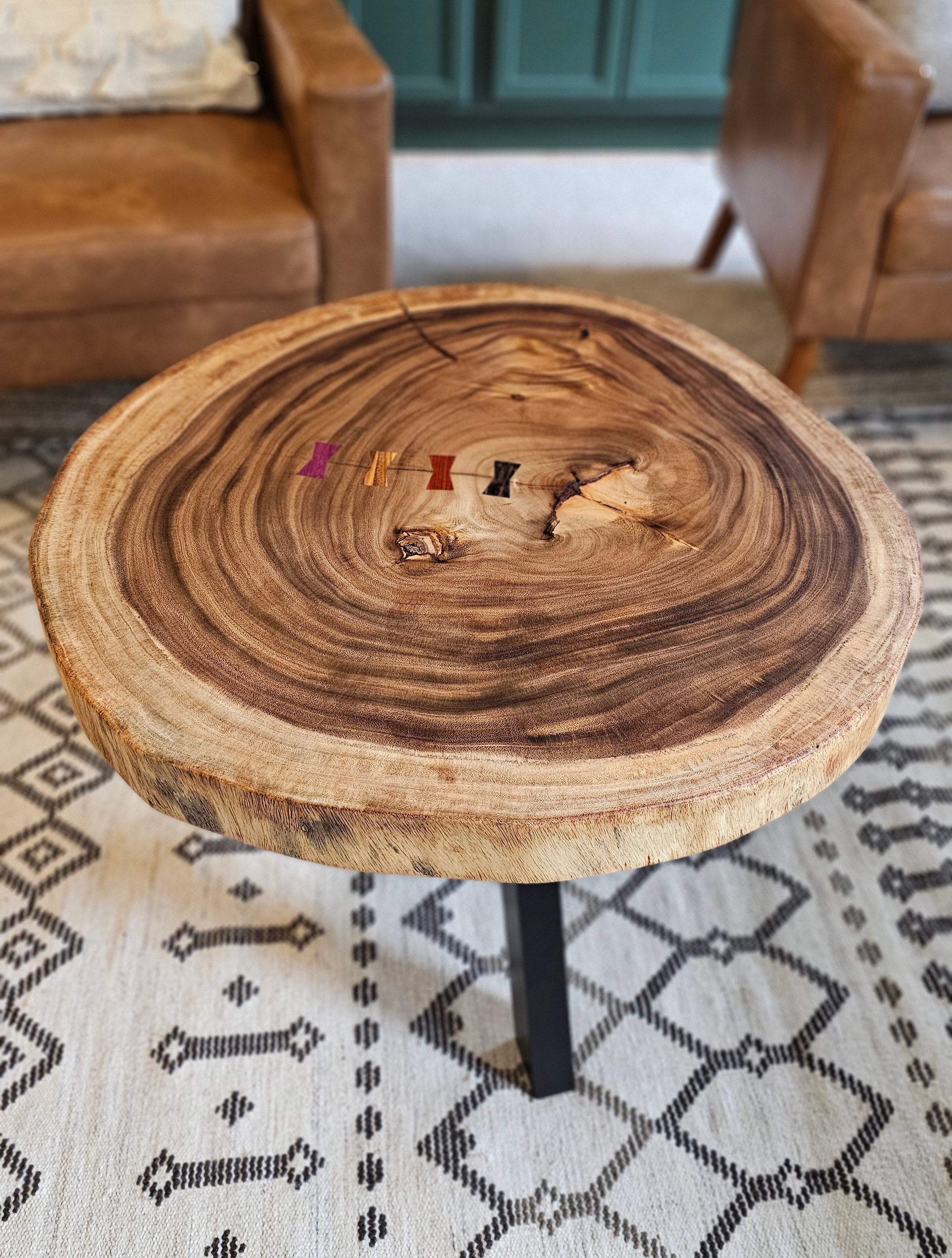Exotic Guanacaste Wood Coffee Table Round Slab Table Live Edge Coffee ...