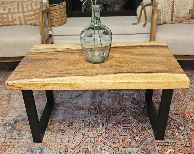 Live Edge Slab Coffee Table | Monkey Pod Wood Coffee Table | Rectangle ...