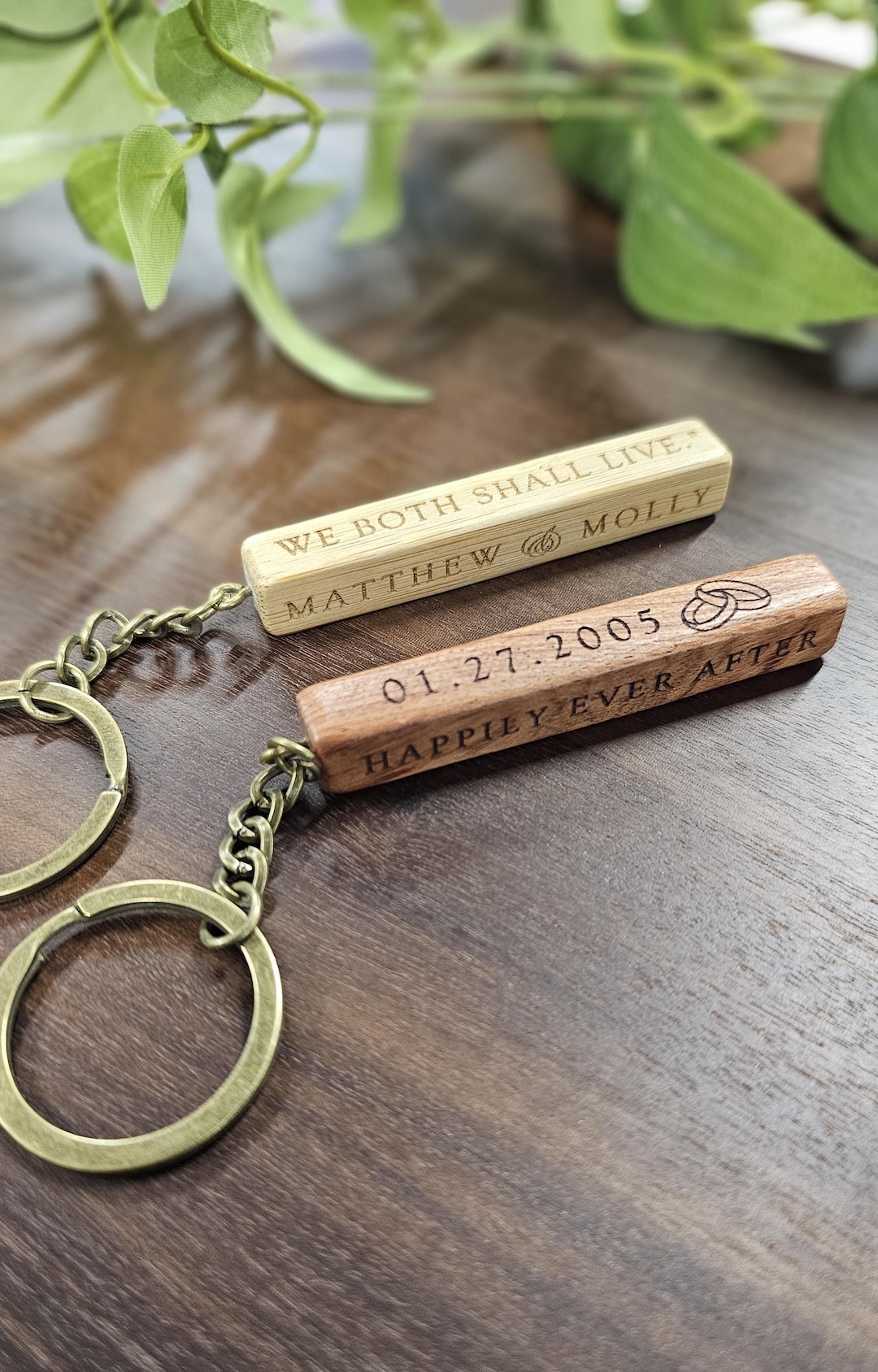 Personalized Wood Keychain With Name and Date | Gifts for Newlyweds ...
