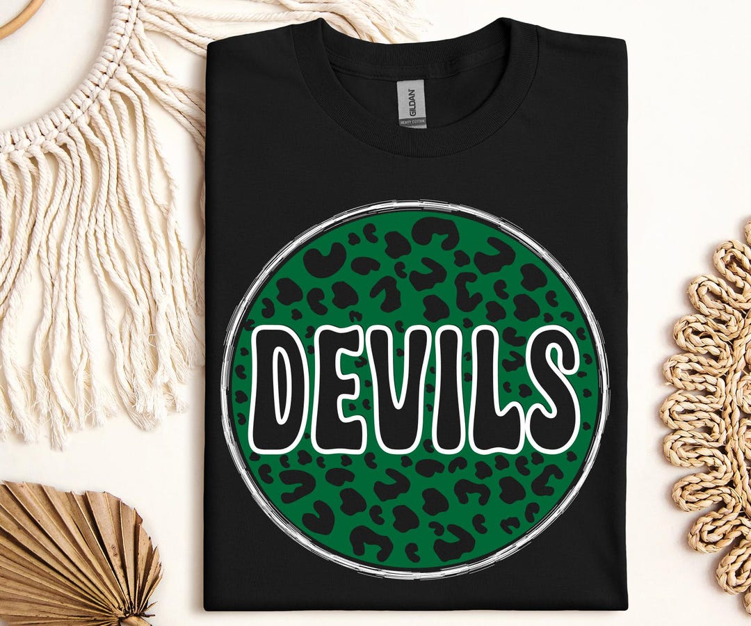 Devils Leopard, Devil, Green, White, Leopard Print, Mascot, Sublimation ...