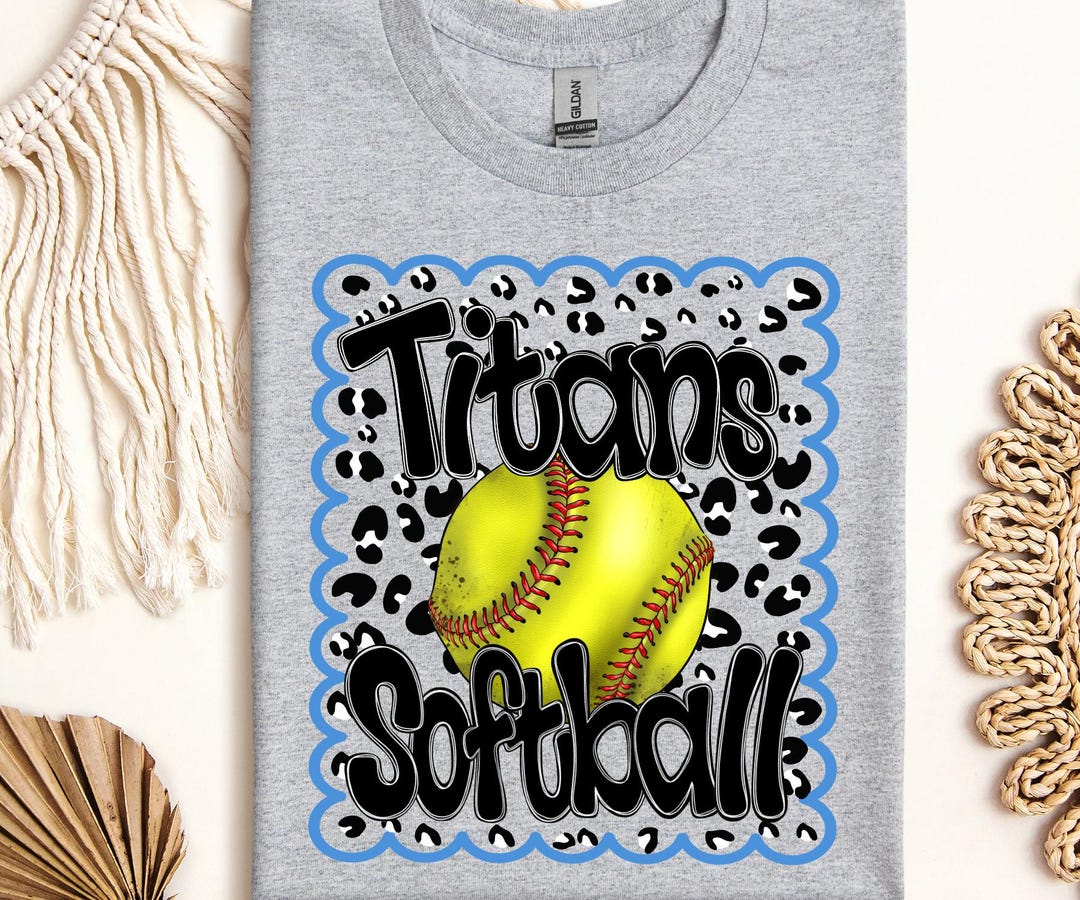 Titans Softball, Titan Leopard Baseball, Blue, Custom, Funky Doodle ...