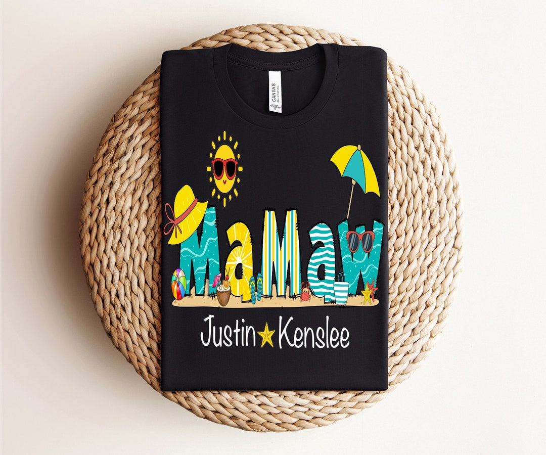 Mamaw Custom Names, Beach, Mamaw With Grandkids, Custom Shirt, Digital ...