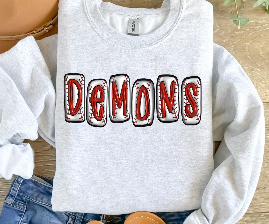 Demons Baseball, Demons, Baseball, Retro, 3D Font, Sublimation, Digital ...