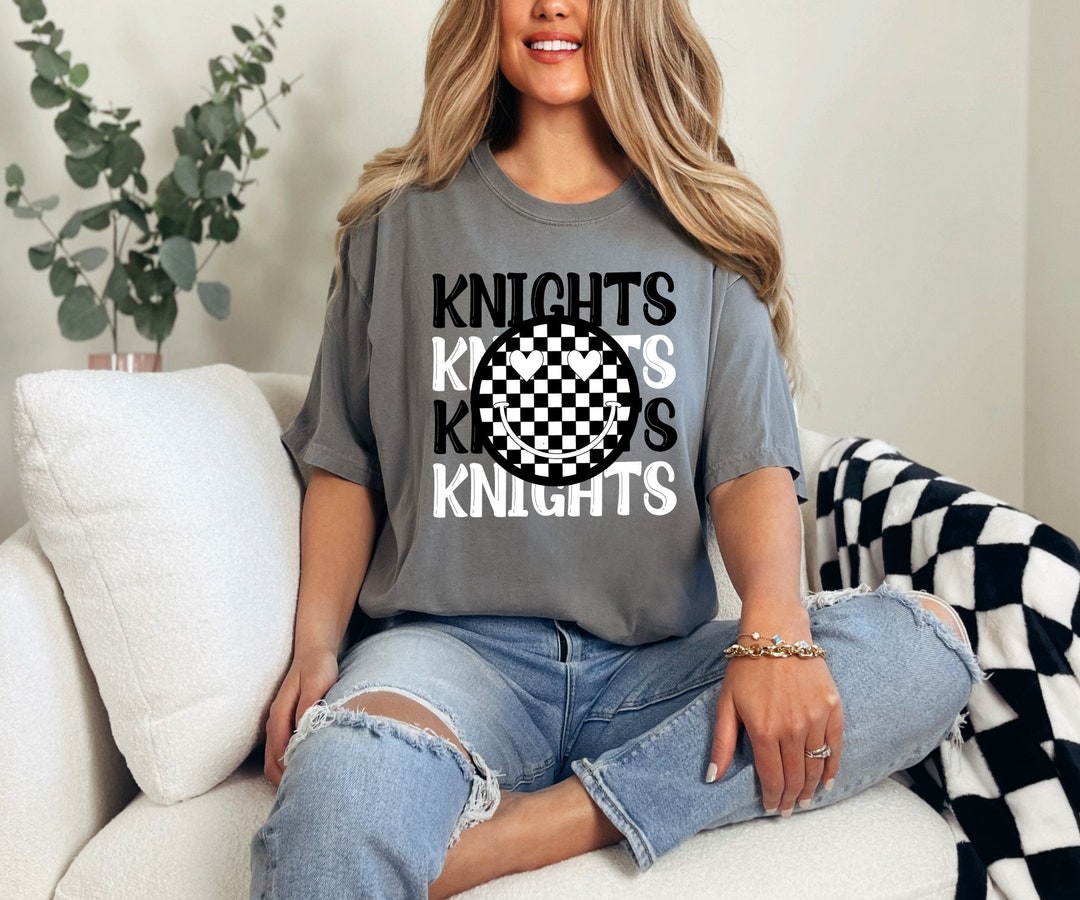 Knights Smiley, Knights, Mascot, Love, Black and White, Checkerboard ...