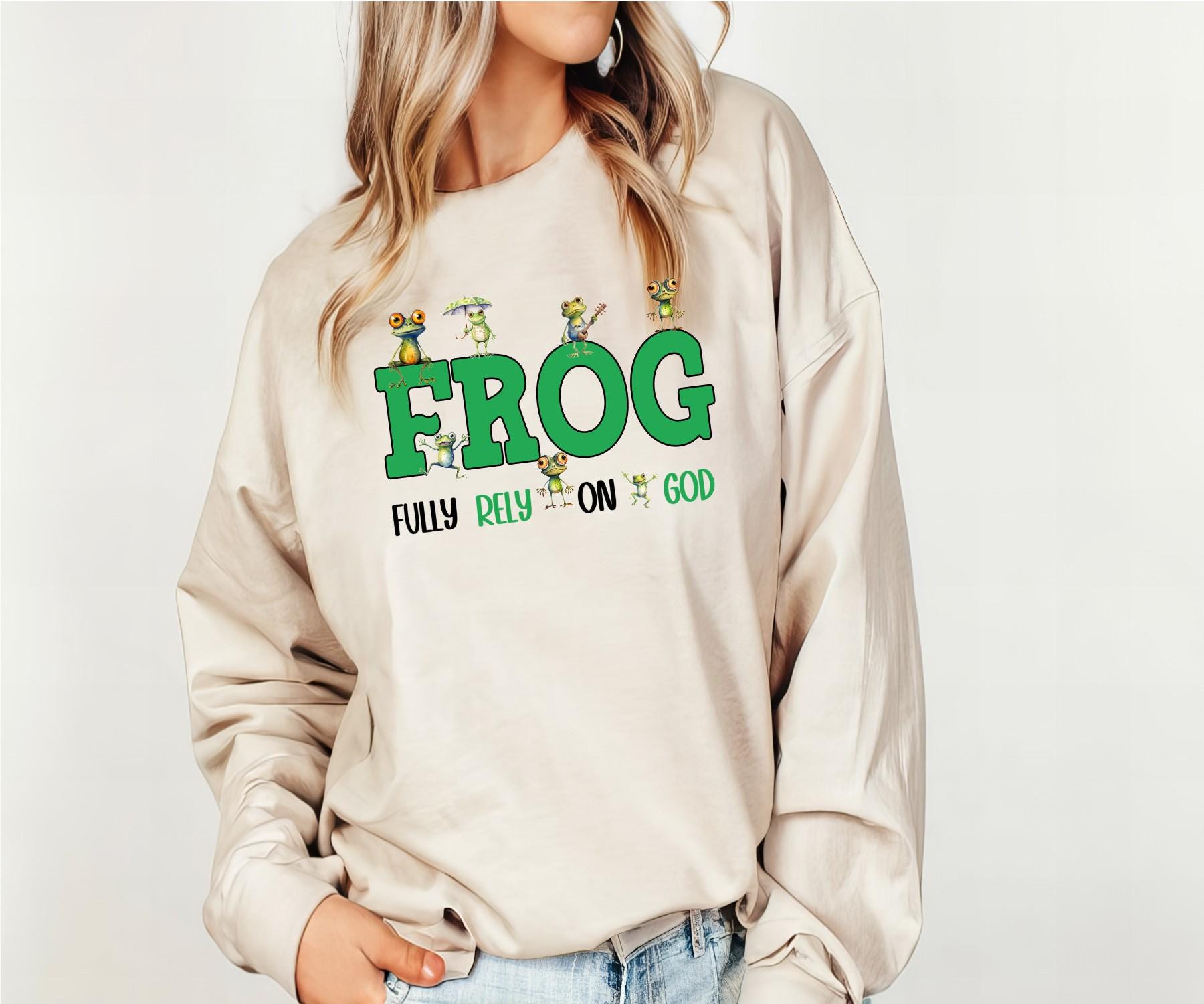Fully Rely on God, Frogs, Toads, Jesus, Faith, Sublimation, Digital ...