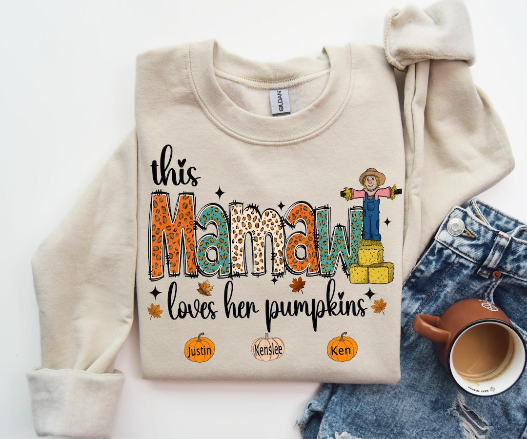 This Mamaw Loves Her Pumpkins, Fall, Scarecrow, Custom, Leopard Pumpkin ...