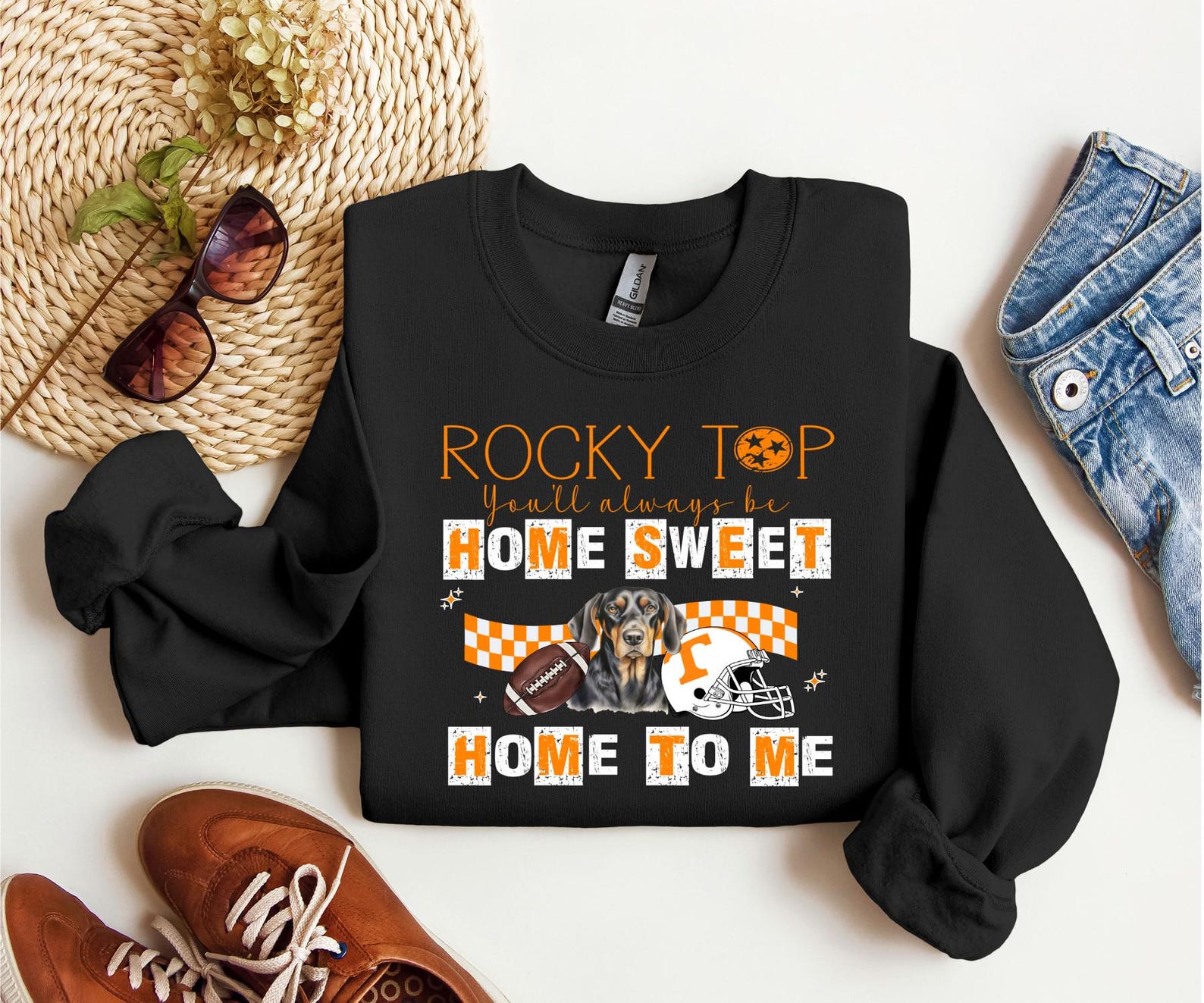 Rocky Top, Tennessee, Retro, Smokey, Orange & White Checkerboard, Home ...