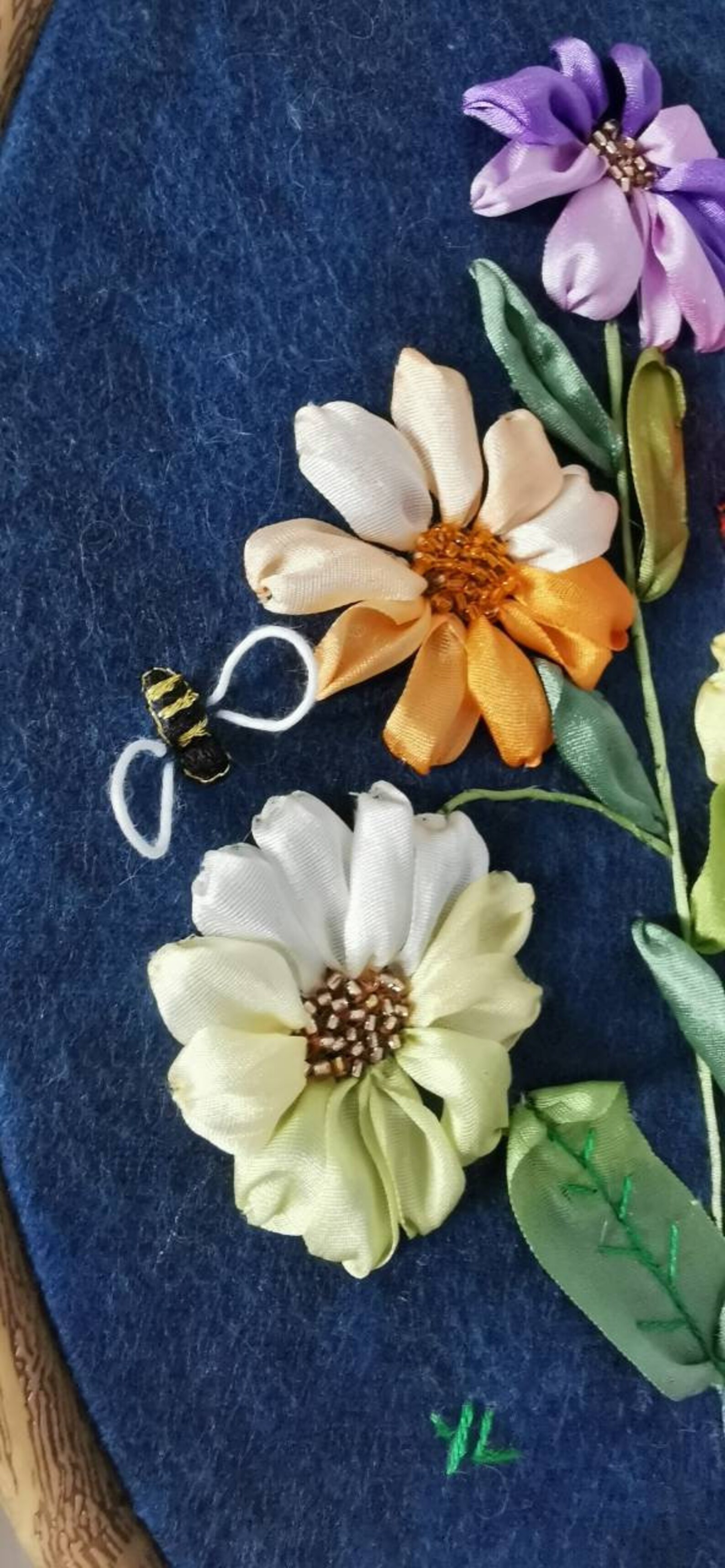 Daisy, Butterfly and Bee - Ribbon Embroidery, Stumpwork Embroidery - Etsy