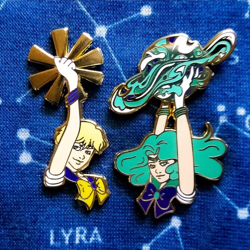 Neptune Uranus Bow Pin Set - Etsy