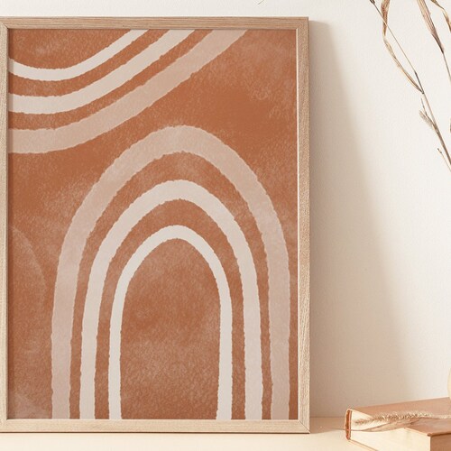 Abstract Art Print Set Rust Orange & Navy Watercolor Wall - Etsy