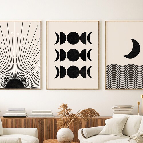 Moon and Sun Digital Download Art Print Moon Sun Abstract | Etsy