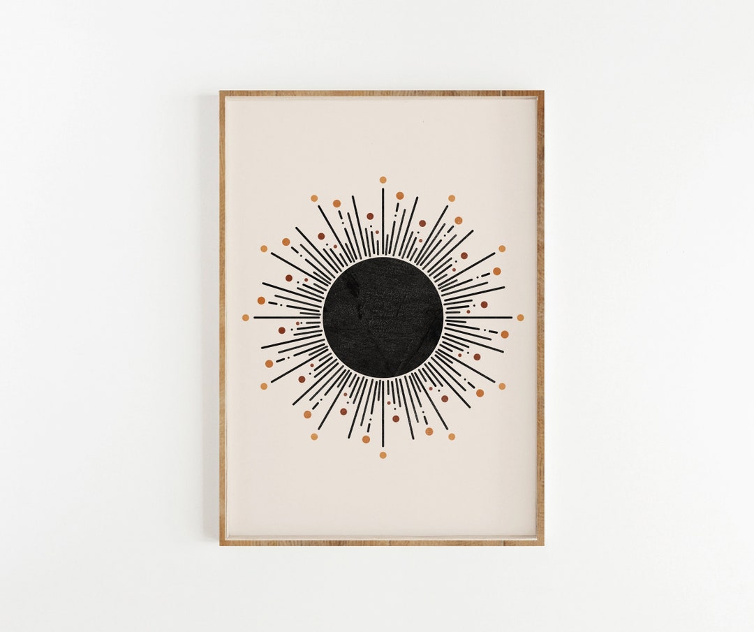 Sun Print, Mid Century Modern Art Print, Neutral Geometric Sun Wall Art ...