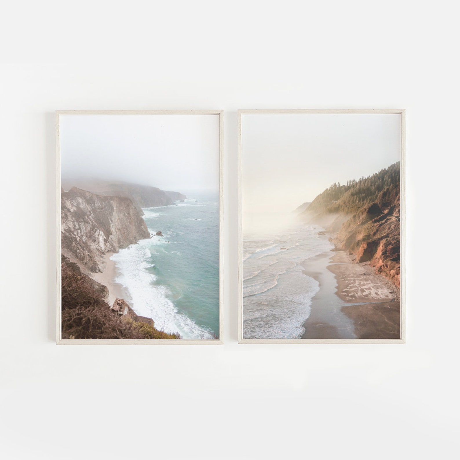 Beach Print Set Coastal Set of 2 Prints Ocean Sunset Digital | Etsy