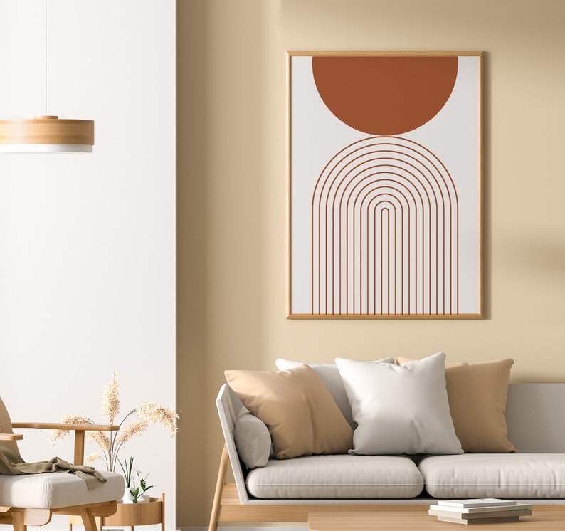 Mid Century Modern Print Geometric Rainbow Wall Art - Etsy