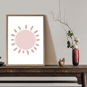 Blush Pink Sun Print, Minimal Abstract Wall Art, Mauve Nursery Prints ...