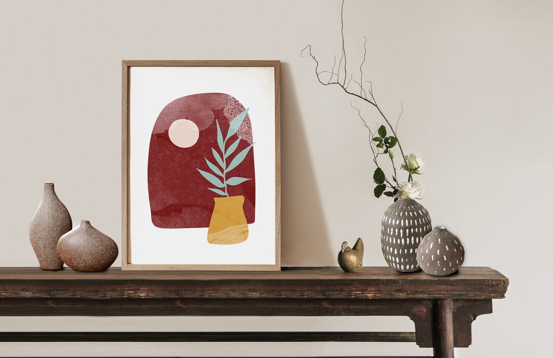 Boho Potted Plant Print, House Plant on a Window, Boho Botanical, Sun ...