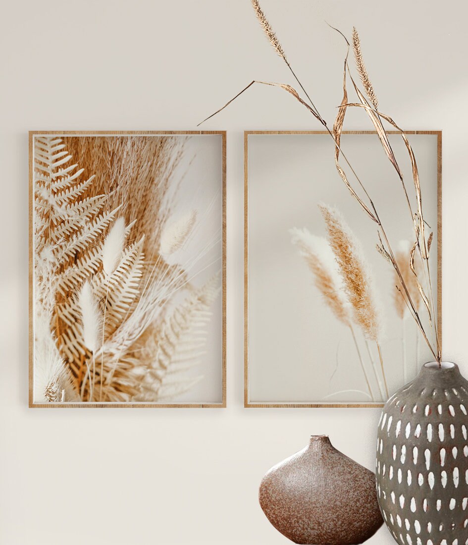Botanical Print Set of 2 Dry Grass Printable Art Neutral - Etsy