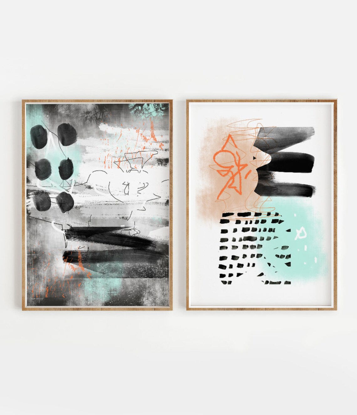Abstract Multimedia Print Set of 2 Printable Abstract Art - Etsy