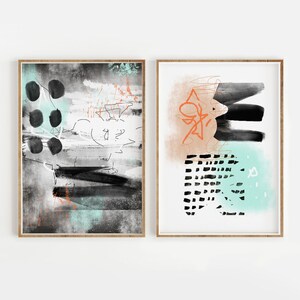 Abstract Multimedia Print Set of 2, Printable Abstract Art, Modern Home ...