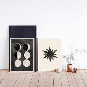 Sun and Moon Phases Print Set of 2,home Decor, Black Beige Printable ...