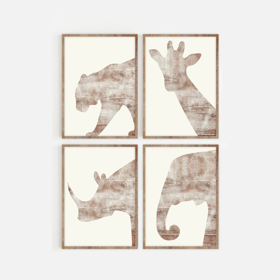 Boho Nursery Wall Art, Set of 4 Prints, Safari Animals Printable Art ...