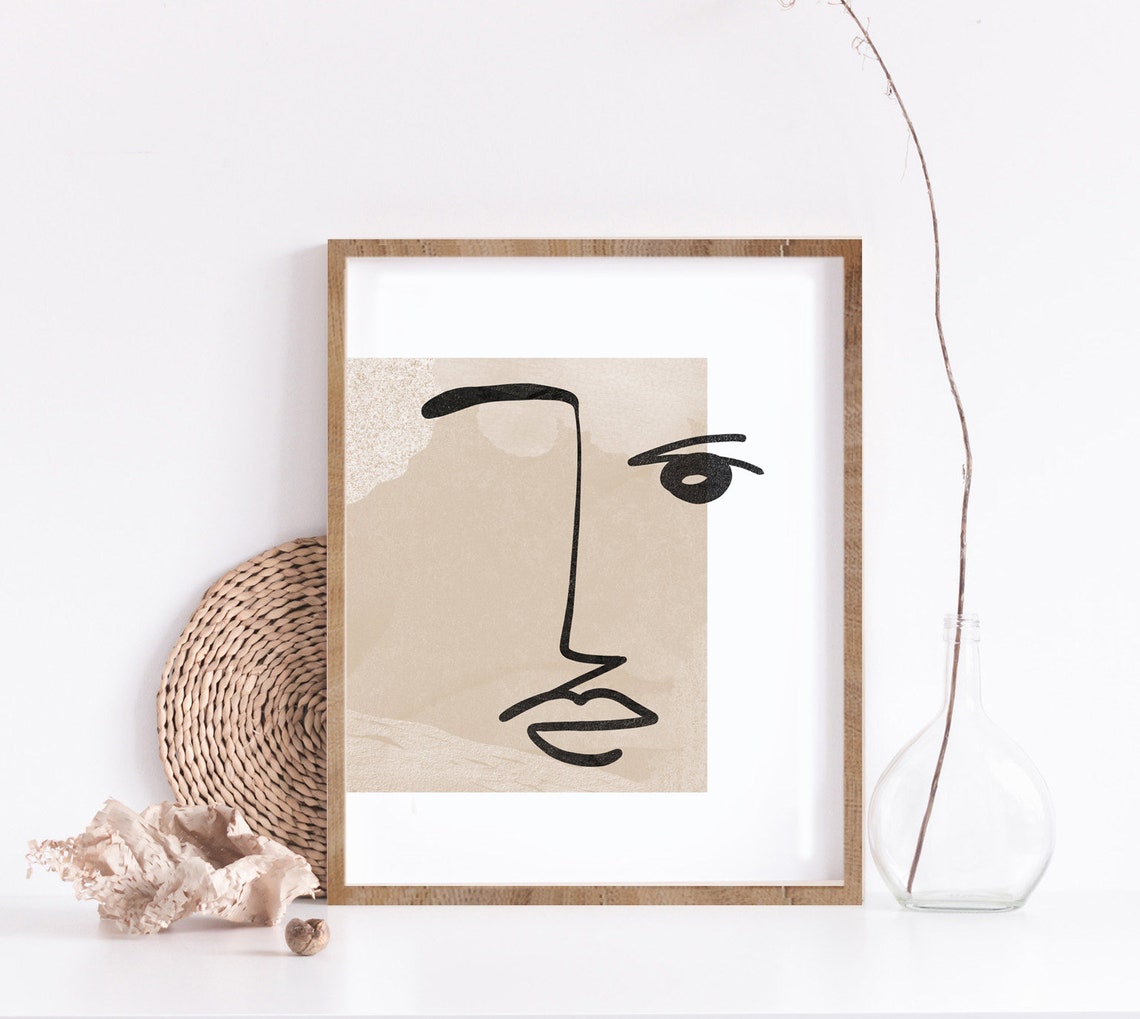 Abstract Face Print One Line Drawing Digital Download - Etsy