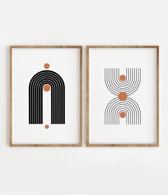 Diptych Gallery Wall Art Mid Century Posters Set Set of 2 Art Prints in ...